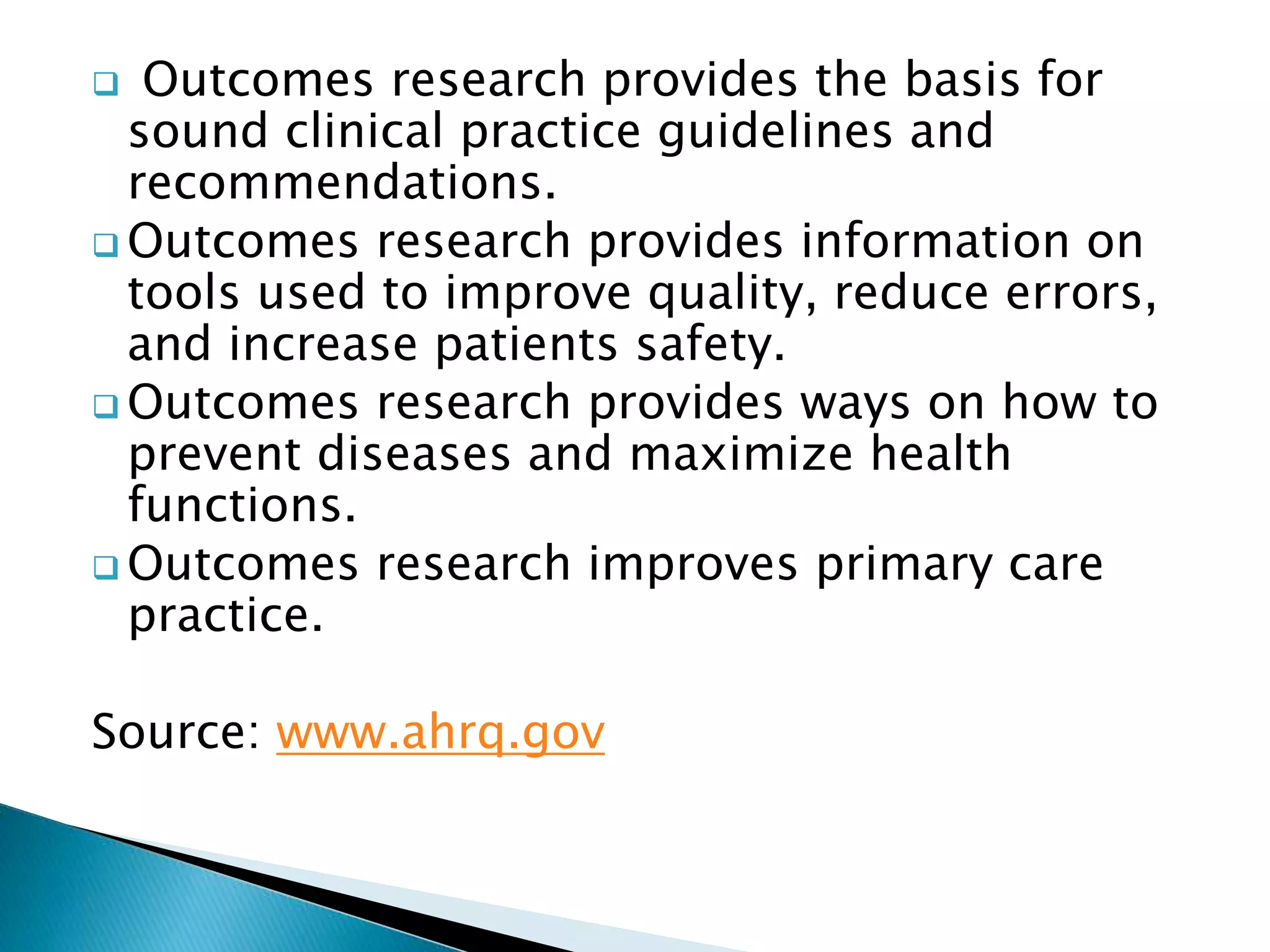 Ppt week 12 outcomes research | PPT