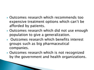 Ppt week 12 outcomes research | PPTX