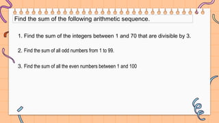 Arithmetic Series -Mathematics- Grade 10 | PPTX