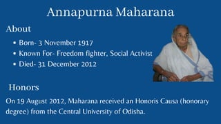 Women Freedom Fighter From Odisha | PDF