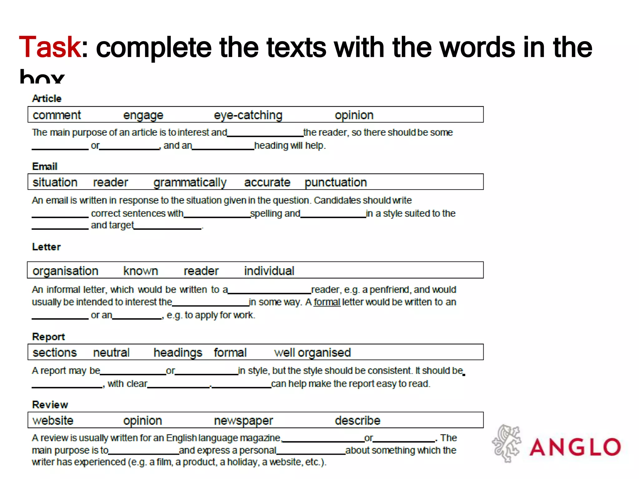 FCE writing 2 - part 1 | PPTX