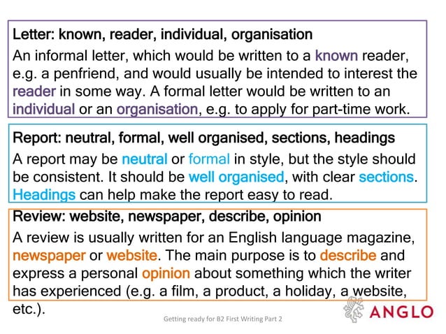 FCE writing 2 - part 1 | PPTX | Educational Assessment | Education