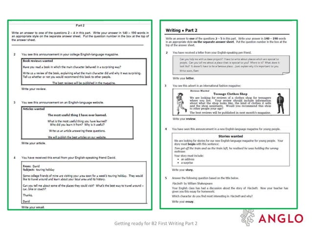 FCE writing 2 - part 1 | PPTX | Educational Assessment | Education