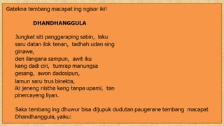 Ppt wulangan 6 struktur teks tembang dhandhang gula | PPTX