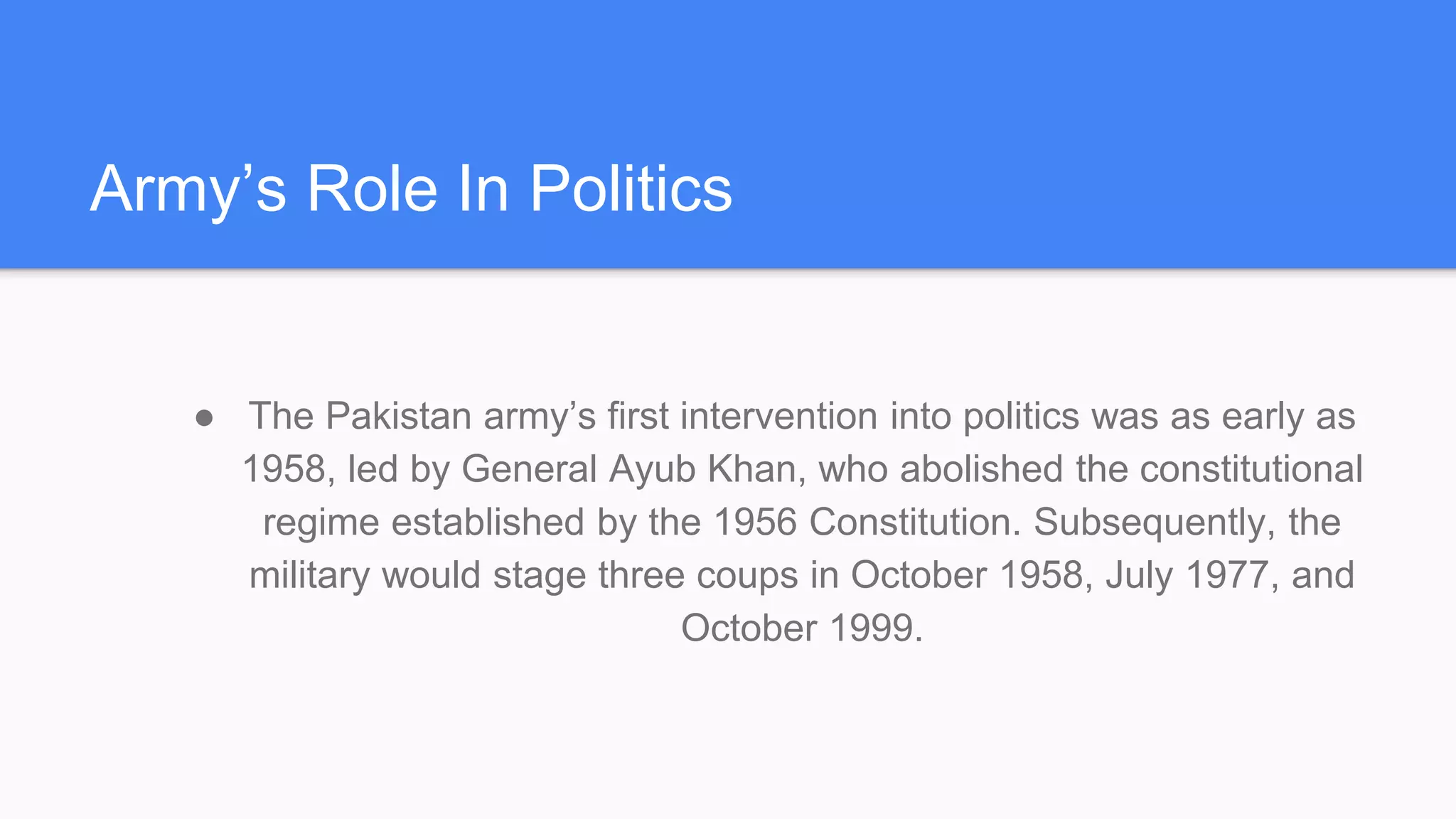 Role of army in politics in Pakistan | PPTX