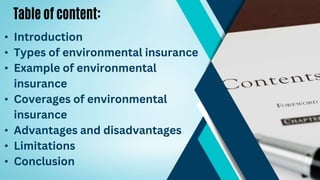 Environmental insurance, types , advantages and disadvantages ...