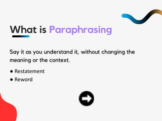 Introduction to Paraphrasing | PPT