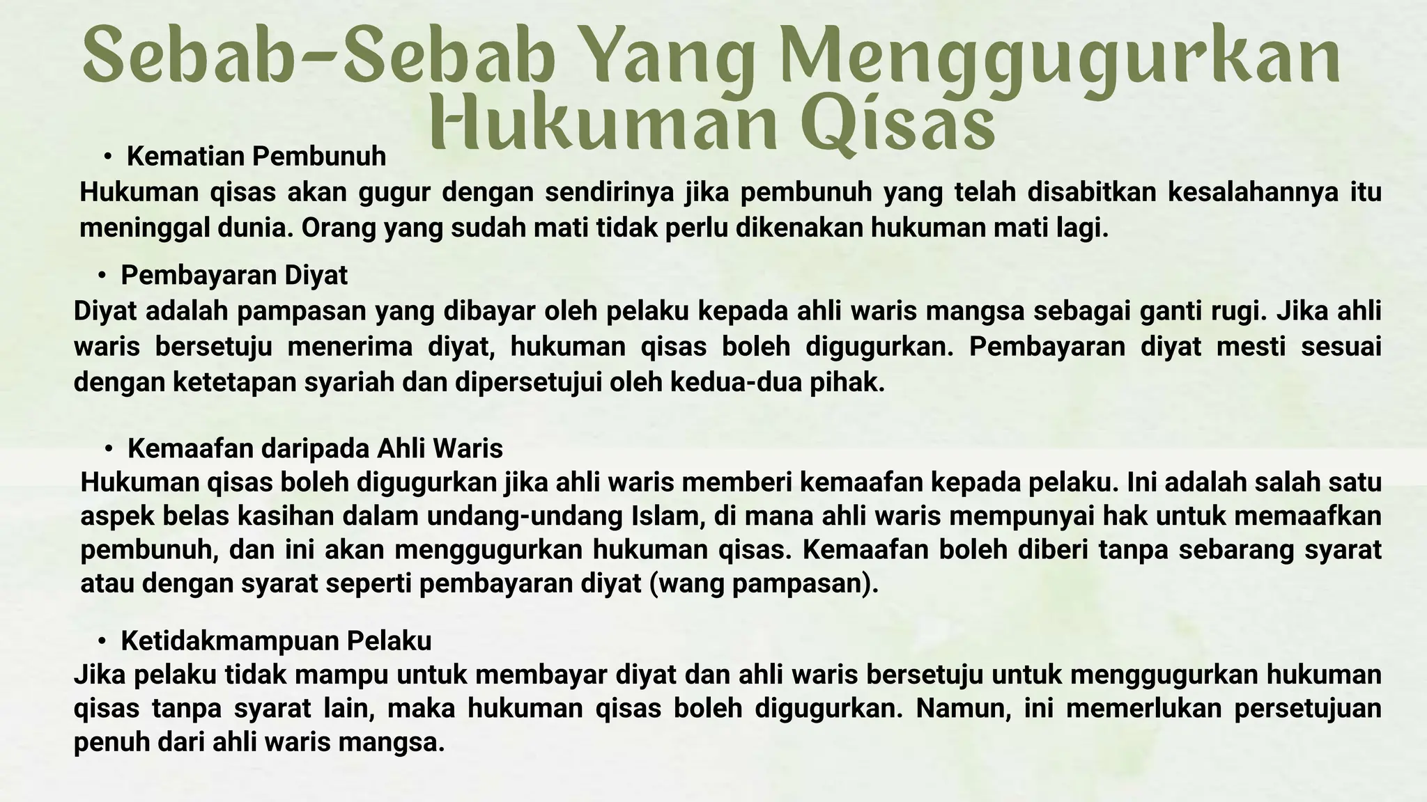 Hukum Qishas Pembunuhan dalam Hukum Pidana Islam | PPTX