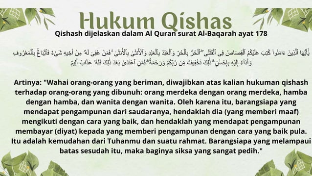 Hukum Qishas Pembunuhan dalam Hukum Pidana Islam | PPTX