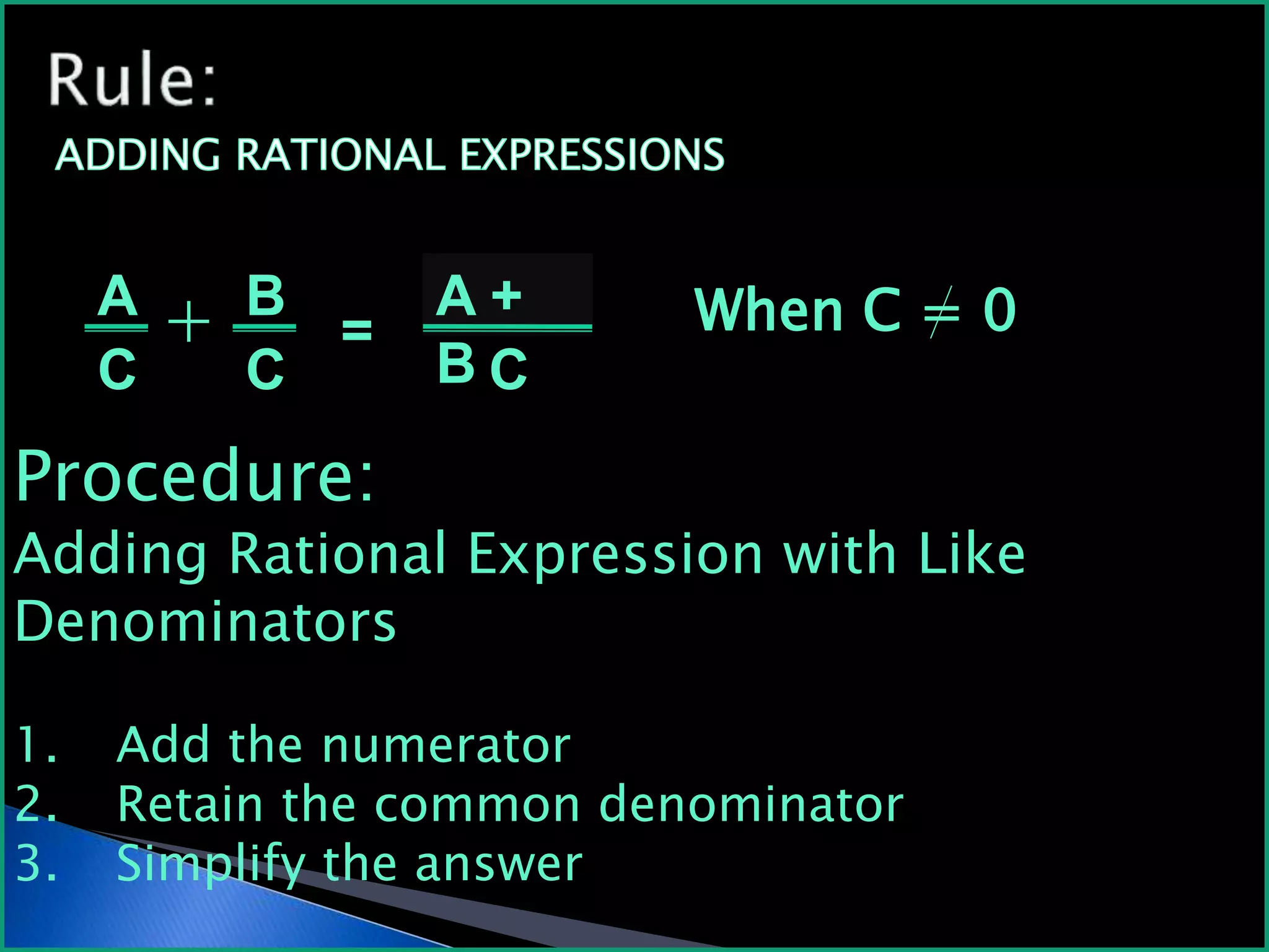 Adding Rational Expression | Ppt