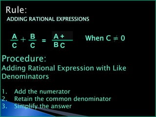 Adding Rational Expression | PPTX