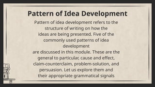 Using appropriate grammatical signals to each pattern of idea ...