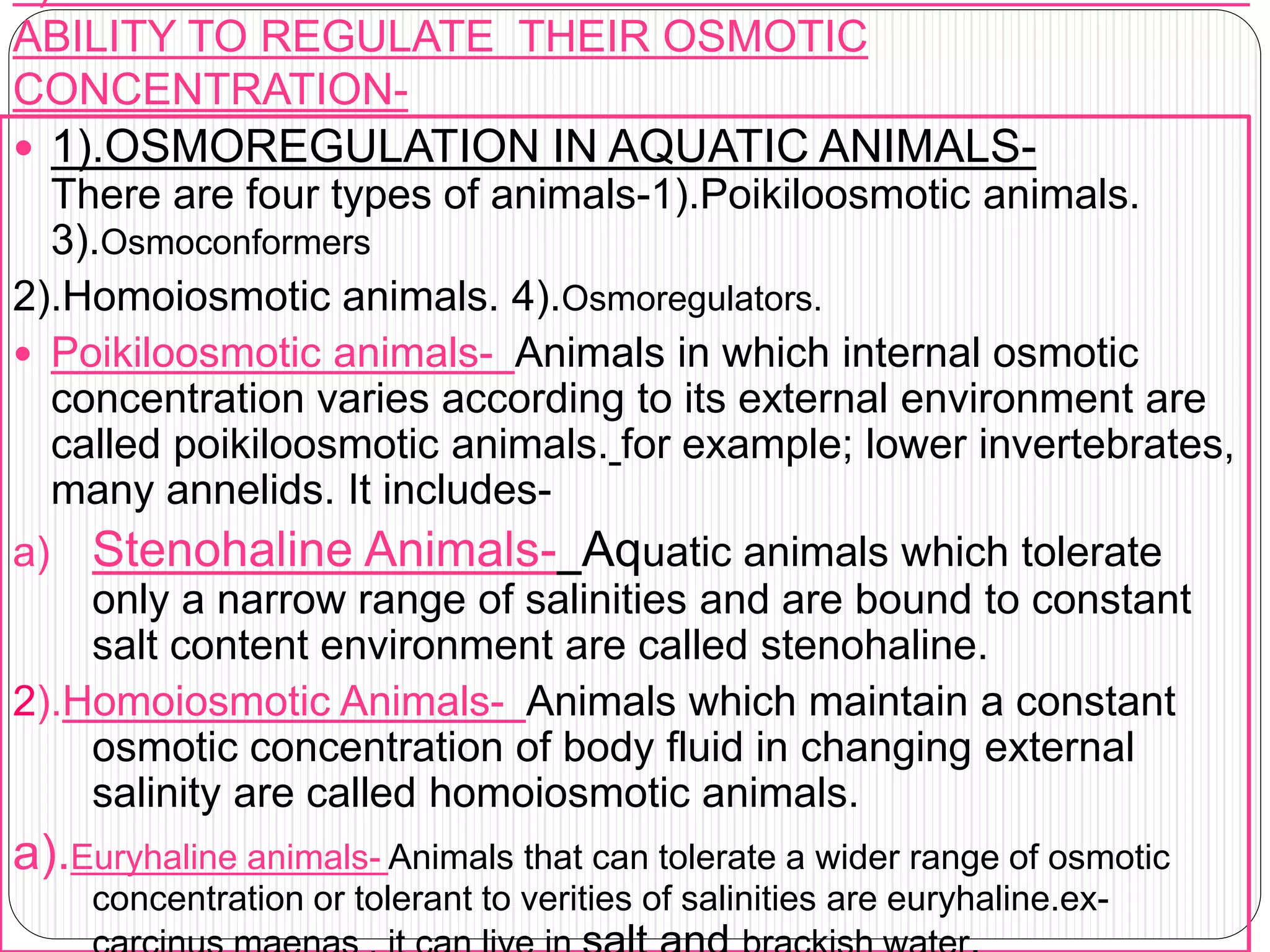 osmoregulation in invertebrates. | PPTX