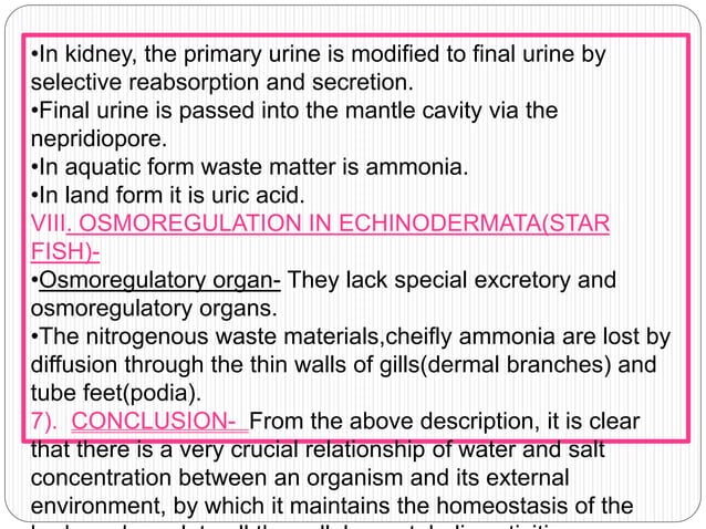 osmoregulation in invertebrates. | PPTX | Biological Sciences | Science