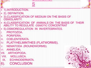 osmoregulation in invertebrates. | PPTX