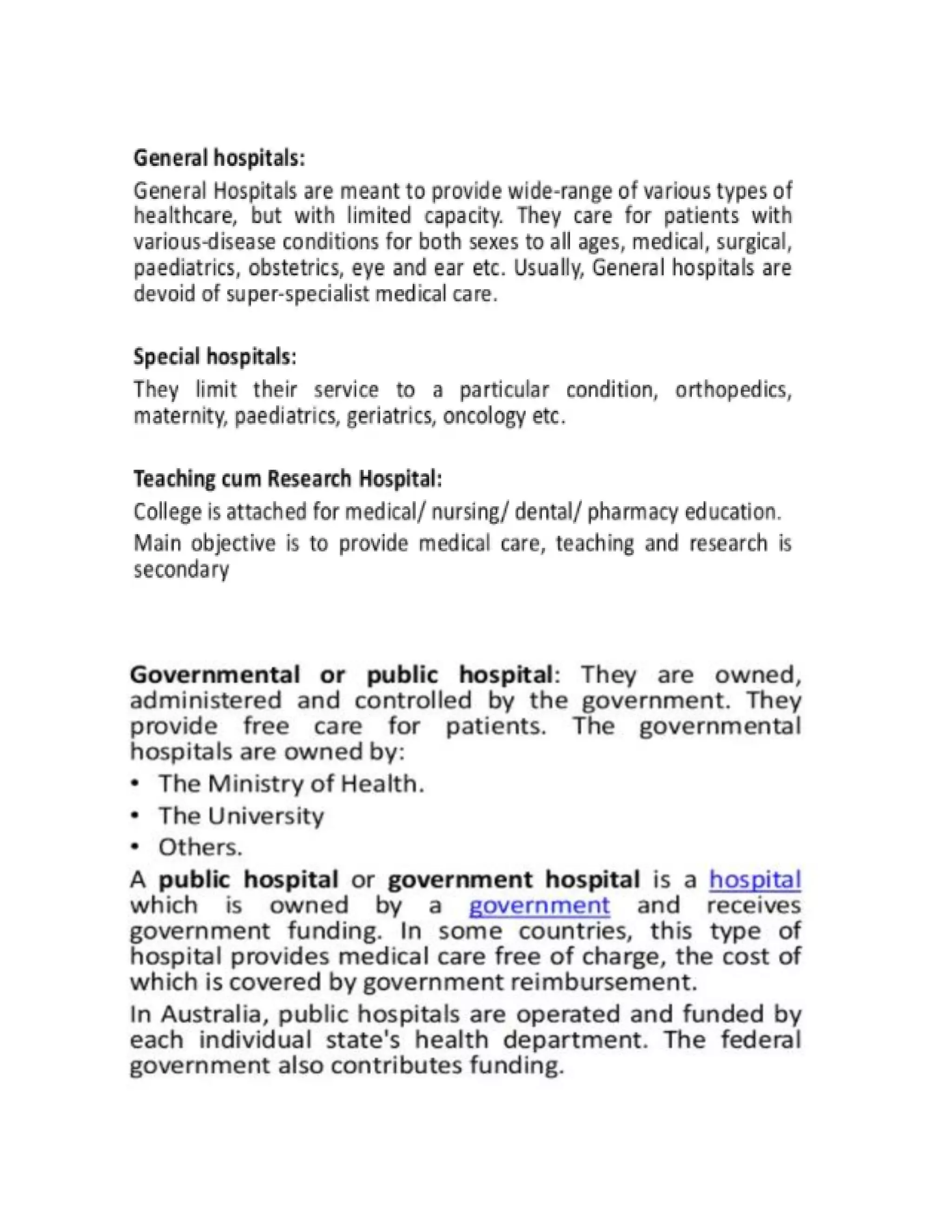 Hospital classification | PDF