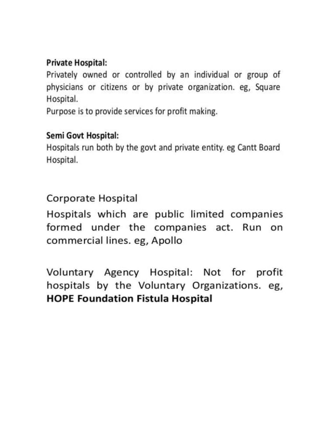 Hospital Classification Pdf