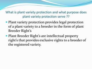 Criteria for protection of new plant varieties and Farmers right act ...