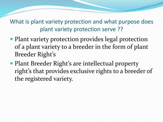 Criteria for protection of new plant varieties and Farmers right act ...