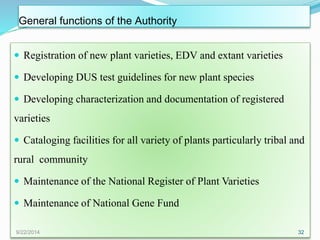 Criteria for protection of new plant varieties and Farmers right act ...