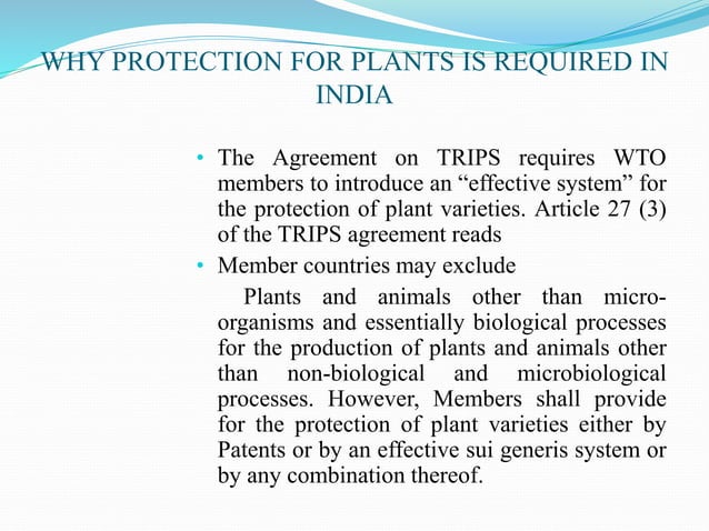 Criteria for protection of new plant varieties and Farmers right act ...