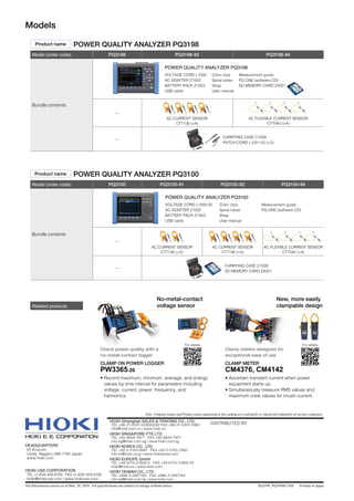 Hioki Power Quality Analyzer PQ3198 & PQ3100 | PDF