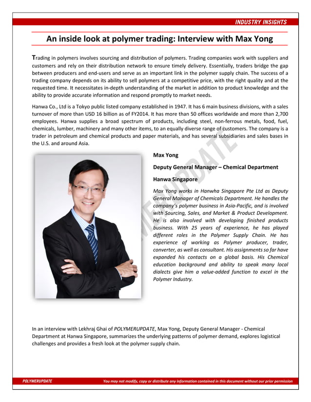 Polymer Trading - An Insight Look by Max Young - Polymerupdate | PDF
