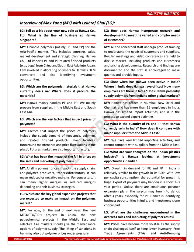 Polymer Trading - An Insight Look by Max Young - Polymerupdate | PDF