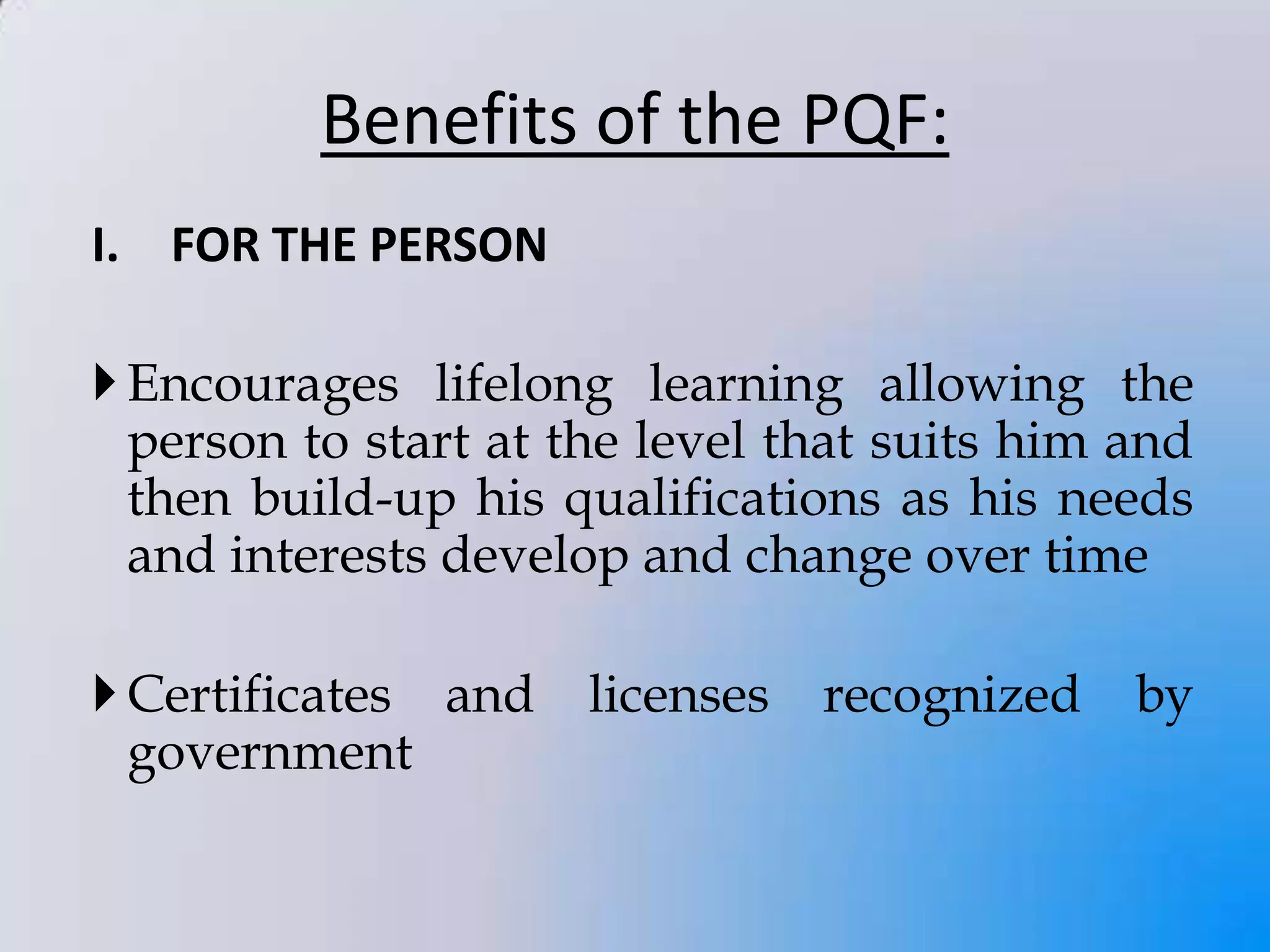 TESDA - Philippine Qualifications Framework (PQF) | PPTX