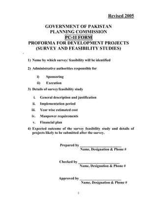 Proforma pc ii(survey feasbility study) | PDF