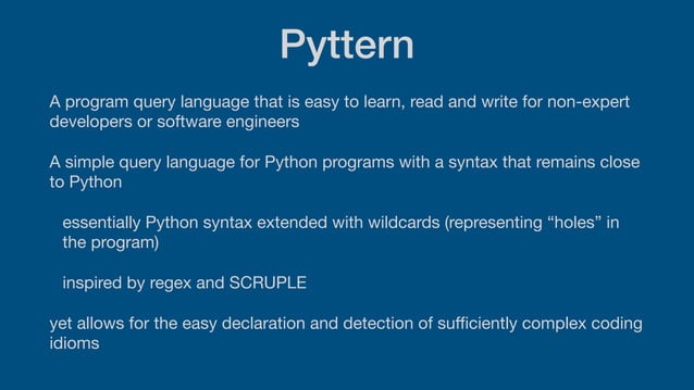 A Brief Overview of (Static) Program Query Languages | PPT