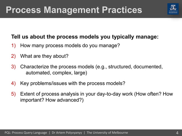PQL: Process Query Language (An Interview) | PPTX