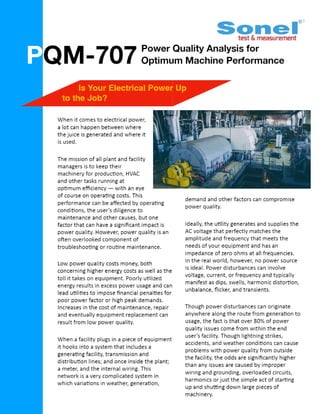 Sonel PQM-707. Power Quality Analysis for Optimum Machine Perfomance | PDF