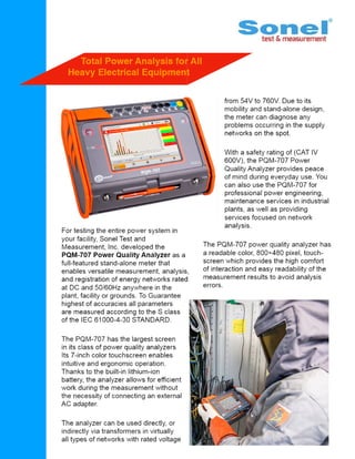 Sonel PQM-707. Power Quality Analysis for Optimum Machine Perfomance | PDF