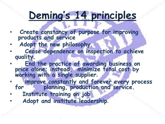 philosophies of quality (Deming's and juran's philosophies) | PPTX ...