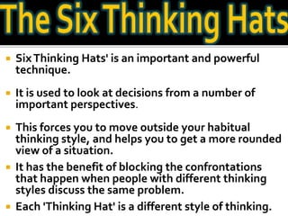 learning curves lateral thinking and six hats of thinking | PPT