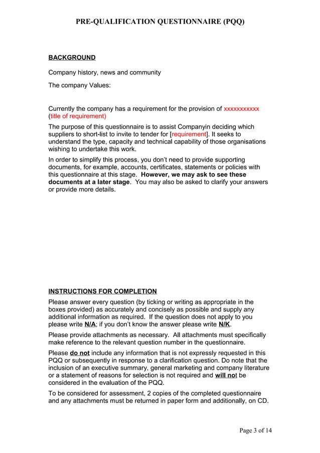 PPQ Template | DOC | Business | Business and Finance