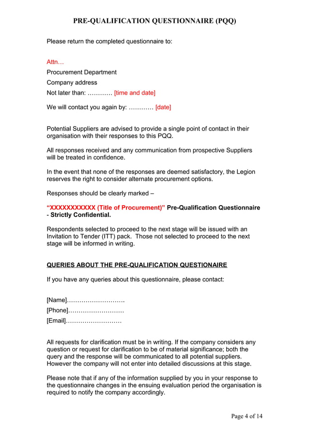 PPQ Template | DOC | Business | Business and Finance