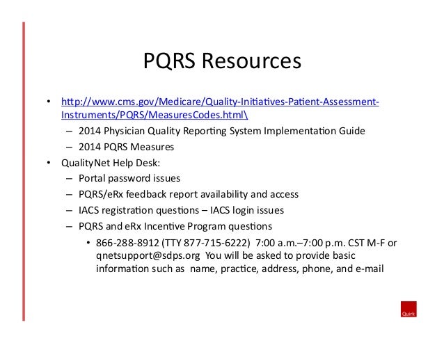 Physician Quality Reporting System (PQRS)