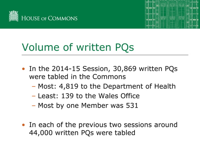Parliamentary questions in the House of Commons | PPTX