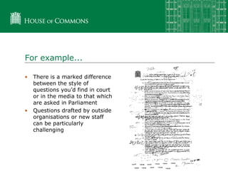 Parliamentary Questions: House of Commons | PPTX