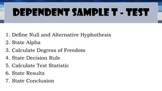 Dependent sample t test. . | PPT