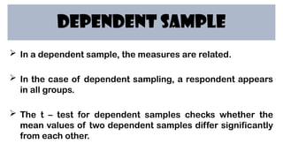 Dependent sample t test. . | PPT