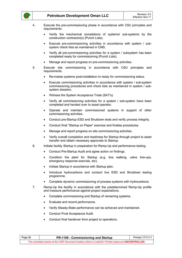 Pr 1159 - commissioning and start-up procedure | DOC | Desktop ...