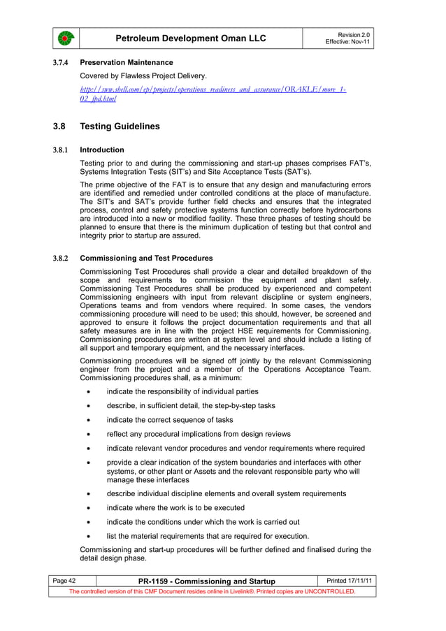 Pr 1159 - commissioning and start-up procedure | DOC | Desktop ...