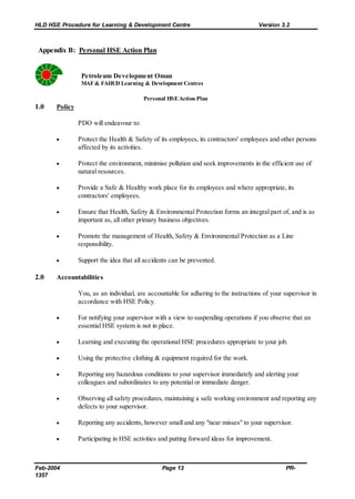 Pr 1357 - hld - hse procedure for learning and development centres | DOC