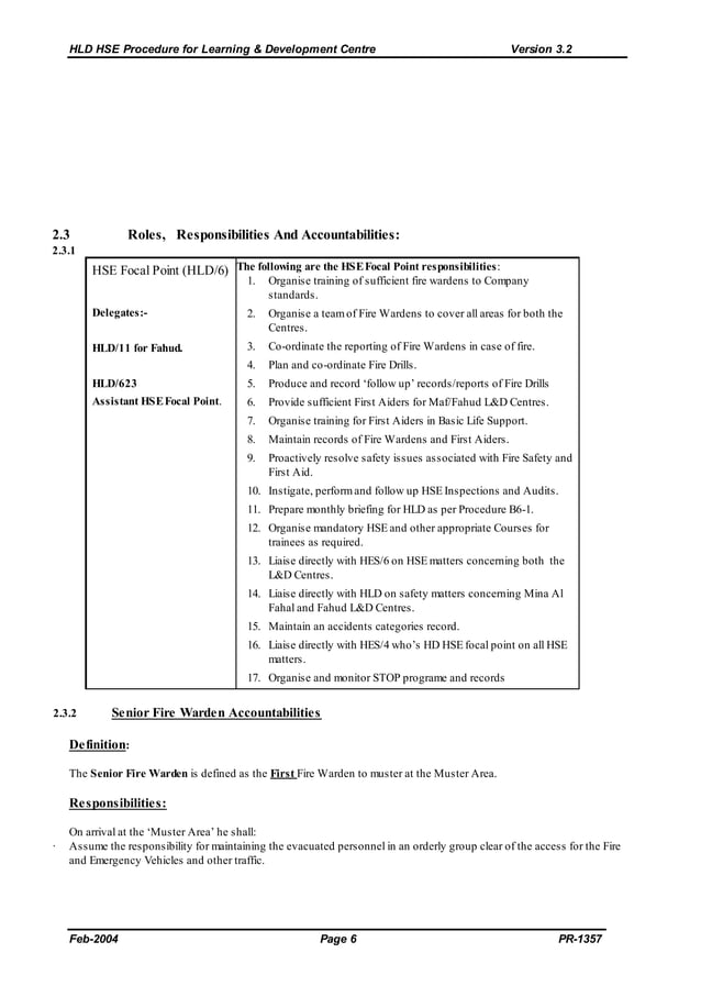 Pr 1357 - hld - hse procedure for learning and development centres | PDF