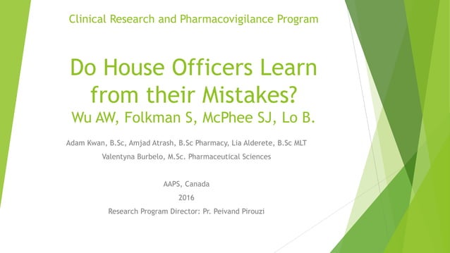 Pharmacovigilance presentation Workshop - Adam Kwan, B.Sc, Amjad Atrash ...