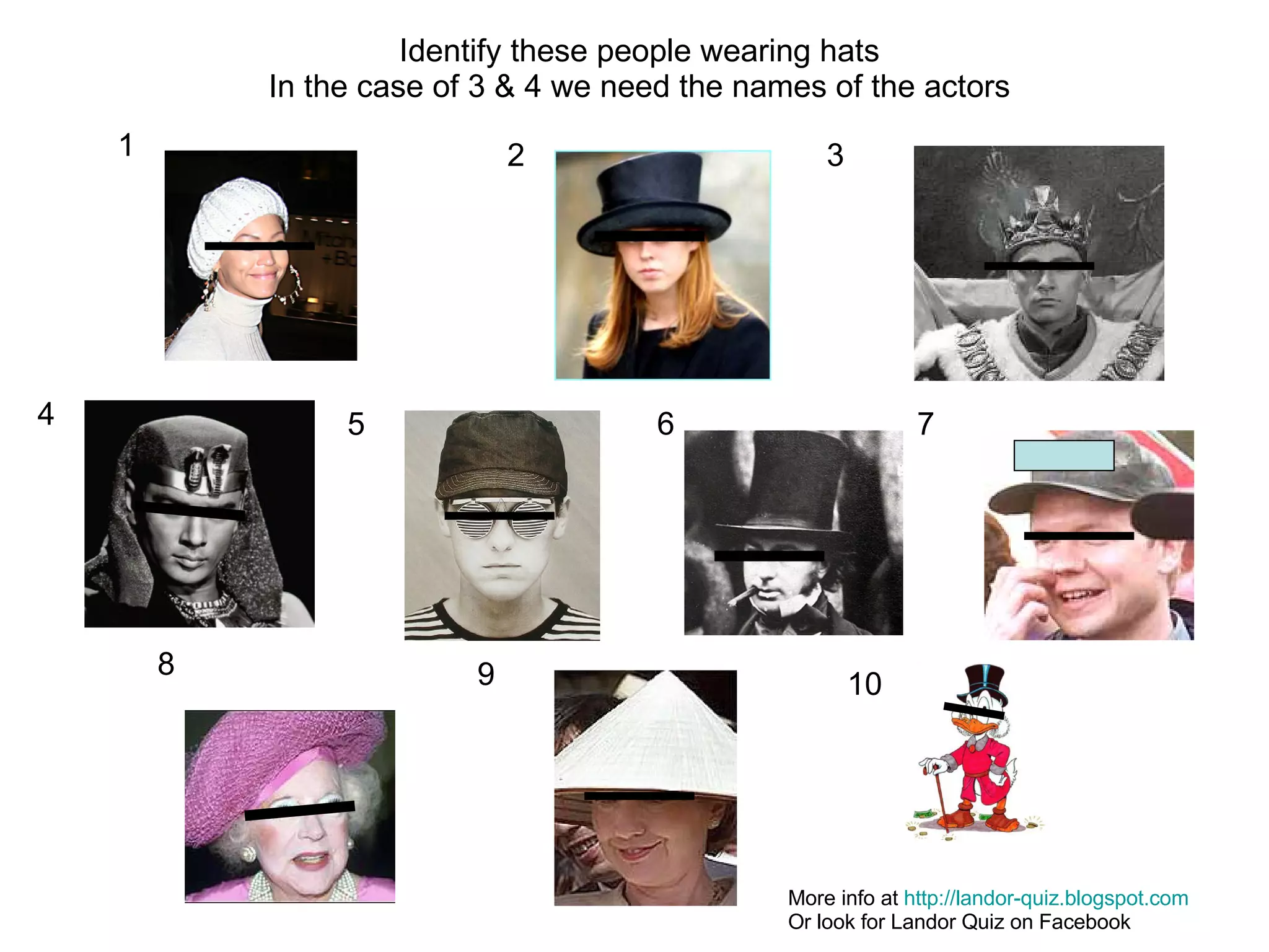 People in Hats Picture Quiz | PPT