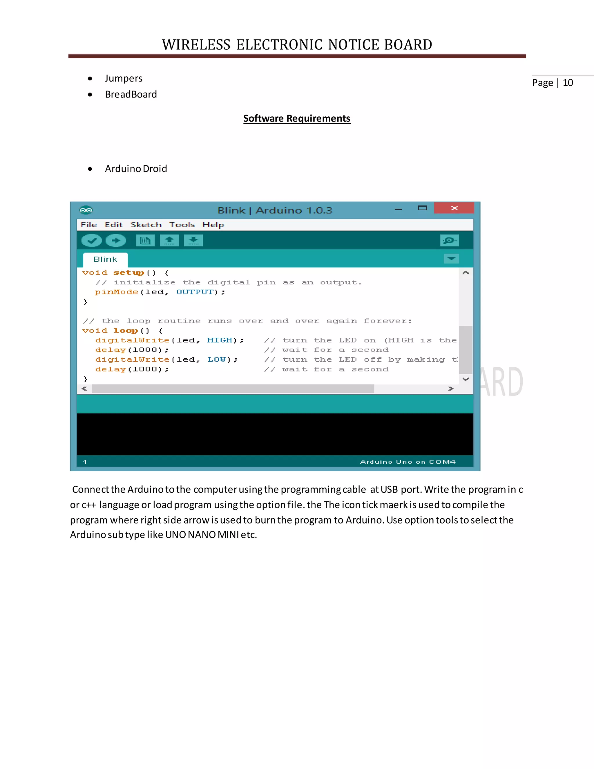 E notice board project report | DOCX